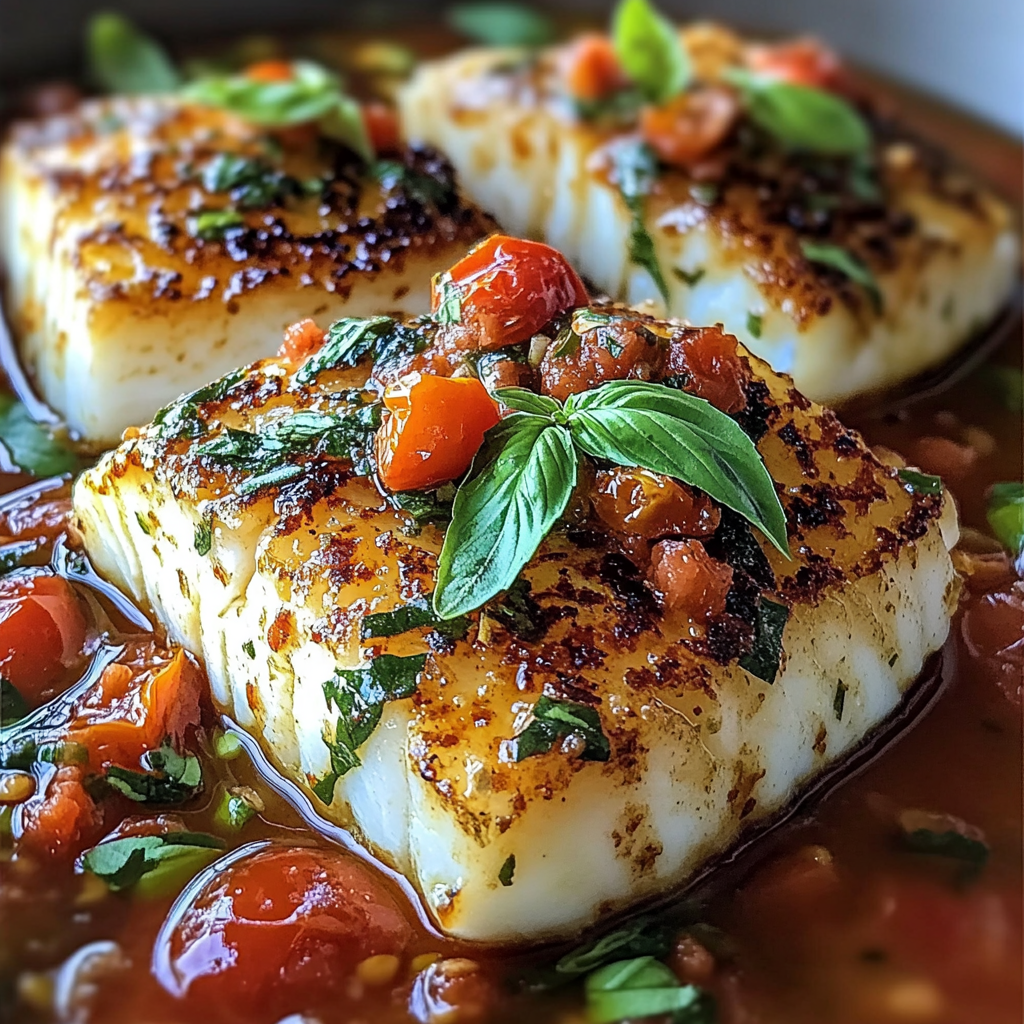 Pan-Seared Mediterranean Cod in Tomato Basil Sauce – A Flavorful ...